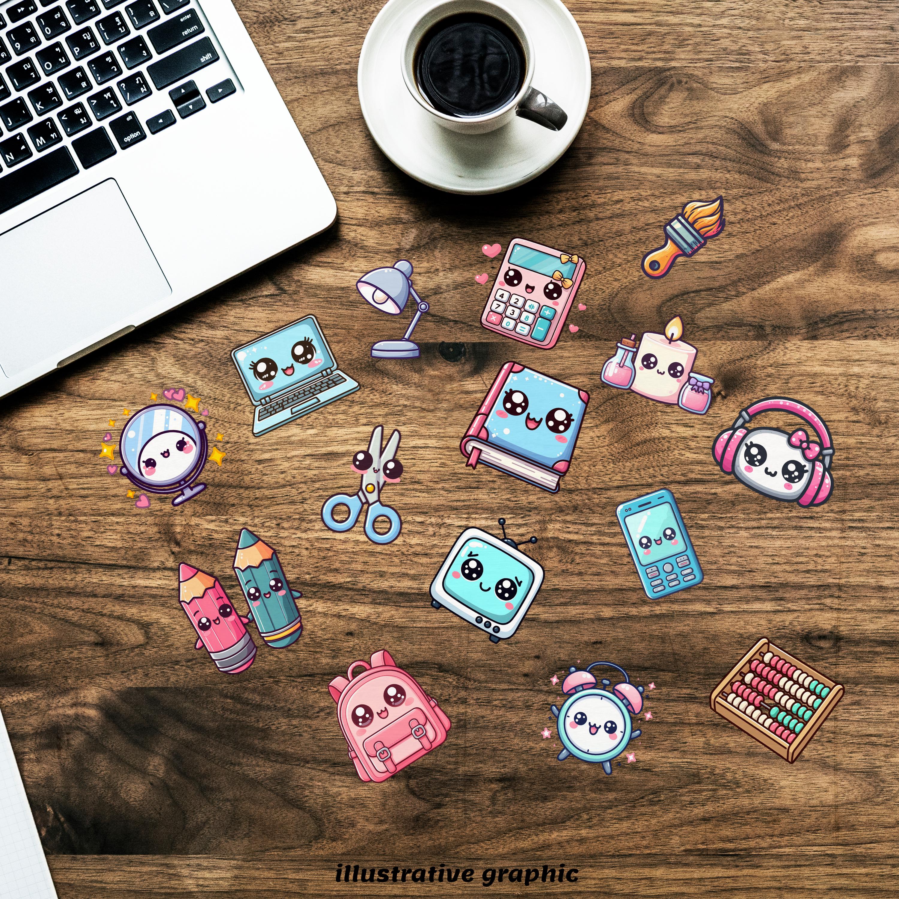 Kawaii Back to School Clipart – Cute School Supplies Digital Download ...