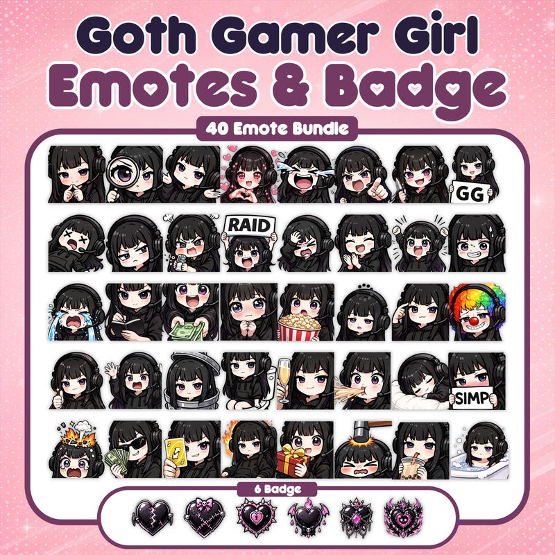 Goth Girl Anime Sticker - Etsy