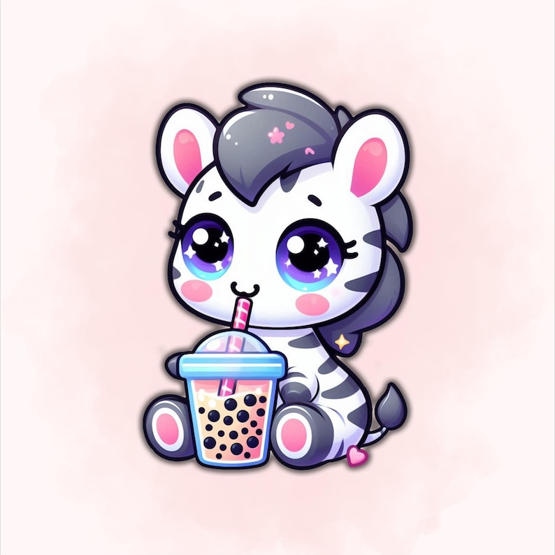 Kawaii Animals With Boba Tea Clipart Bundle - Chibi Bubble Tea Stickers ...
