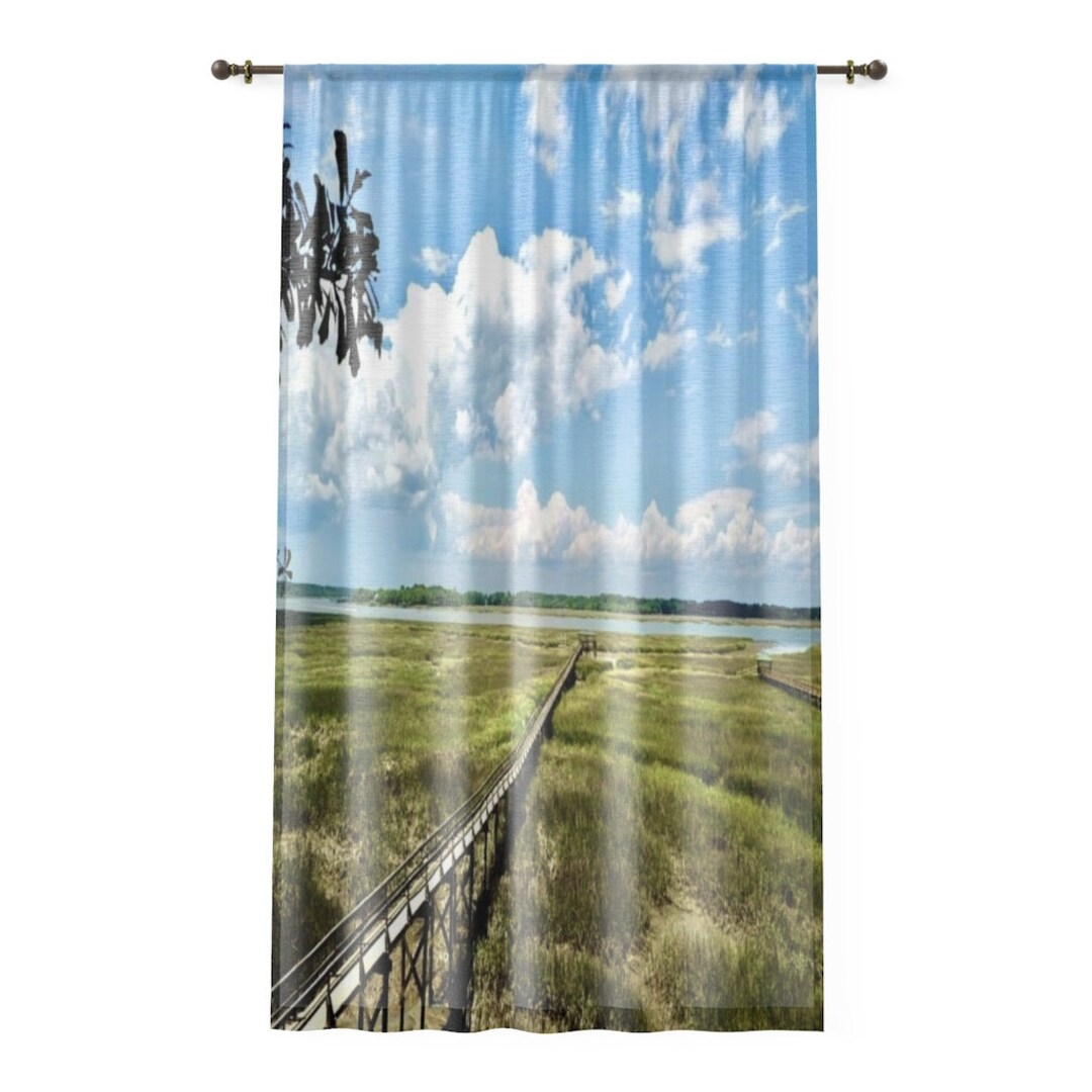 Lowcountry Salt Marsh Dock Window Curtain, South Carolina Coastal Home ...