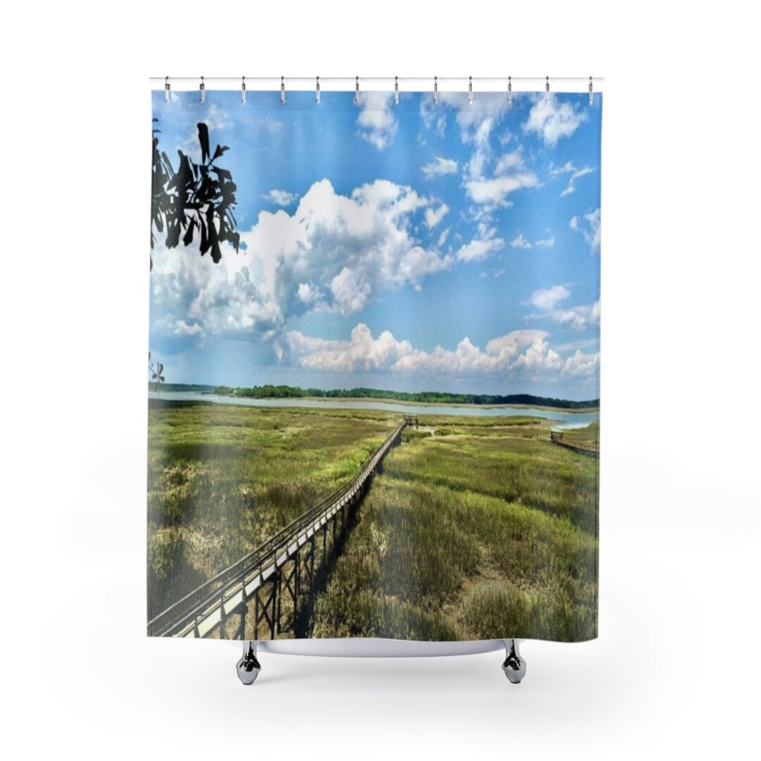 Lowcountry Salt Marsh Dock Shower Curtain, Beaufort Pigeon Point Home ...