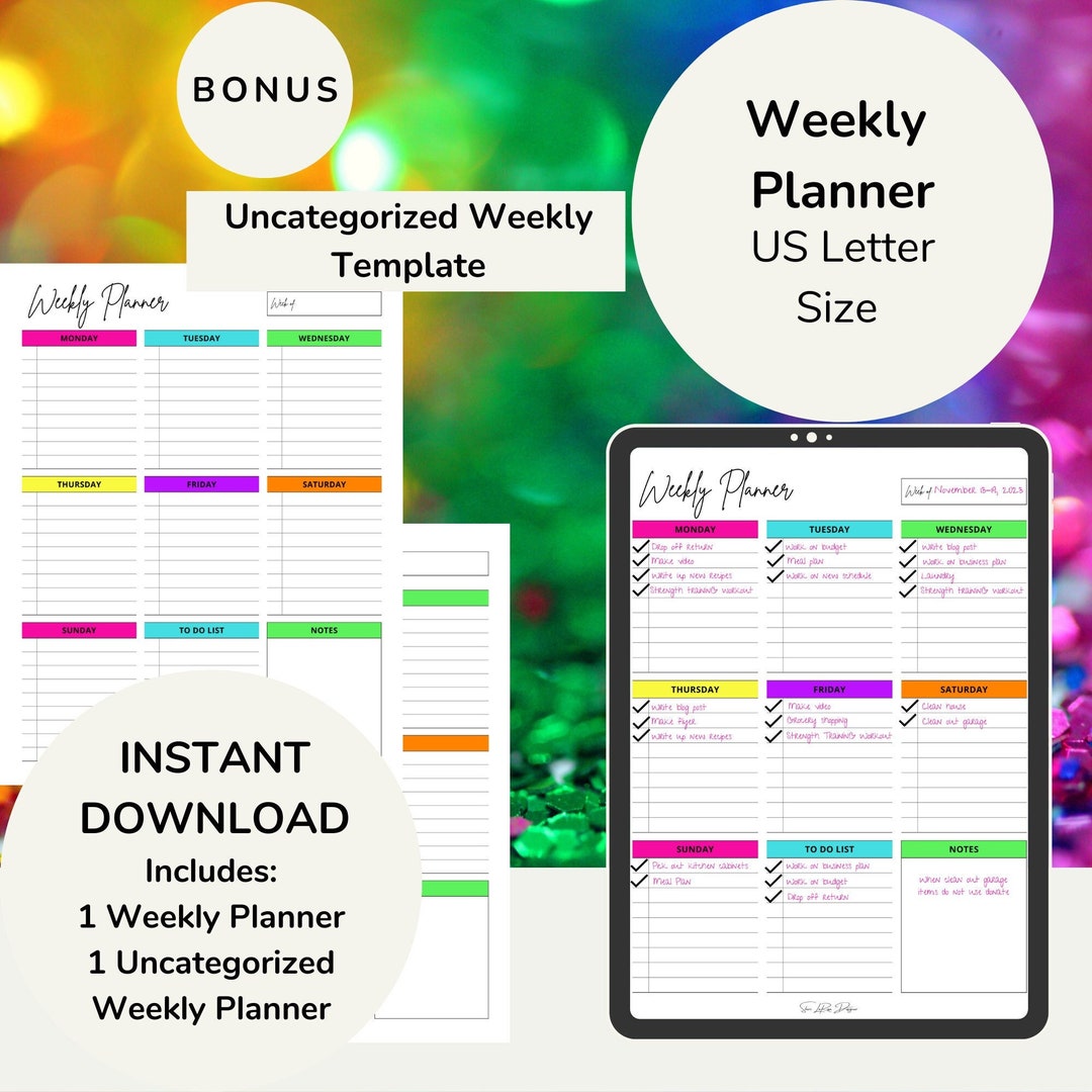 Weekly Schedule Organizer Weekly Schedule Planner PDF Undated Digital ...