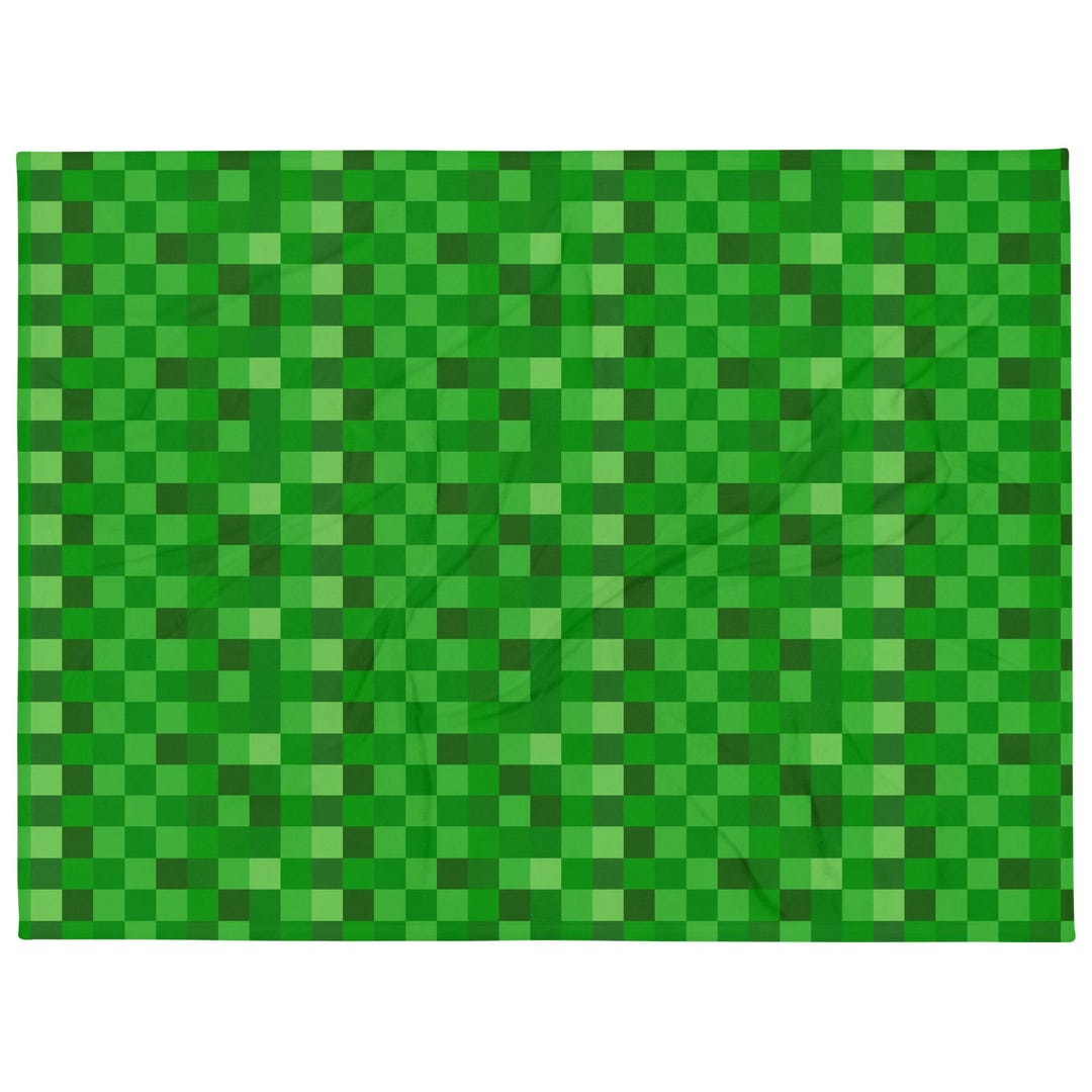 Green Building Blocks Miner Creep Pattern All Over Print Throw Blanket ...