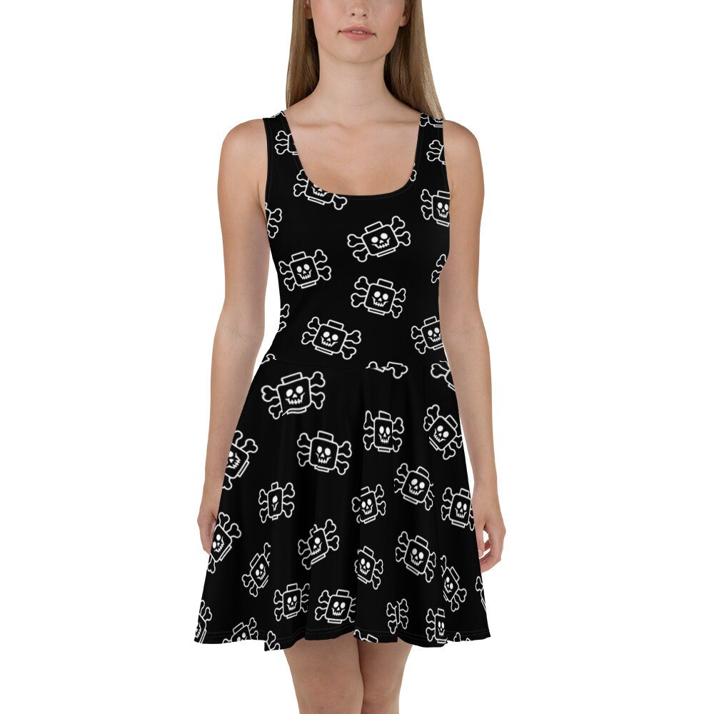 Skeleton Skull Crossbone Black Skater Dress - Etsy