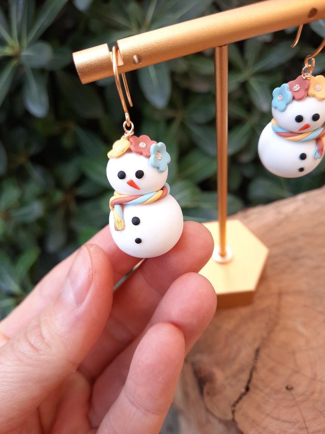 Snowman Earrings Christmas Earrings Cute Snowman Clay Earrings Winter ...