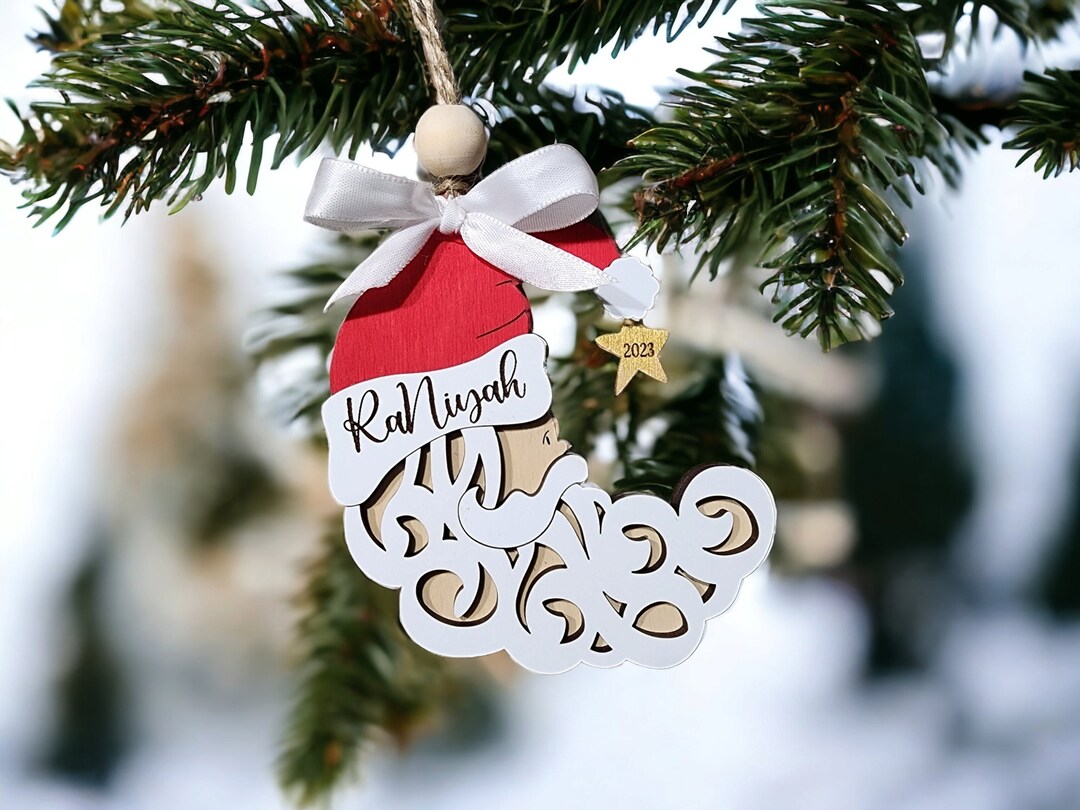 Personalized Santa Christmas Ornament 2024, Kids Personalized Wooden ...