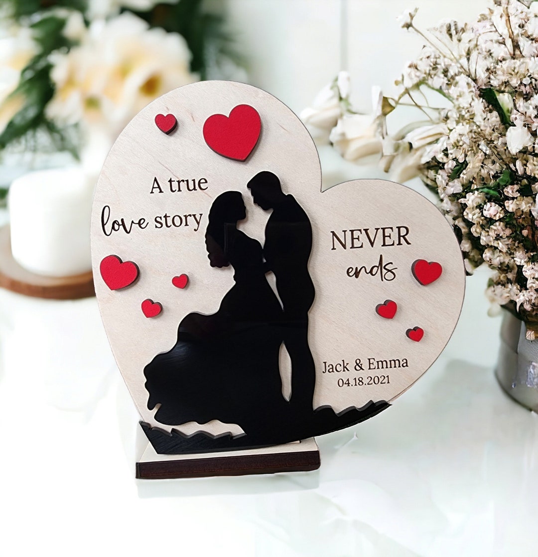 Personalized Couple Wooden Heart Sign, Valentines Day Gift for Her ...