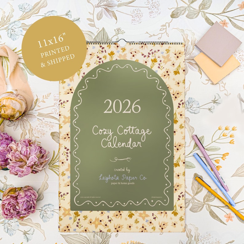 2026 Cozy Cottage Kitchen Calendar Floral Patterns Vintage Style ...