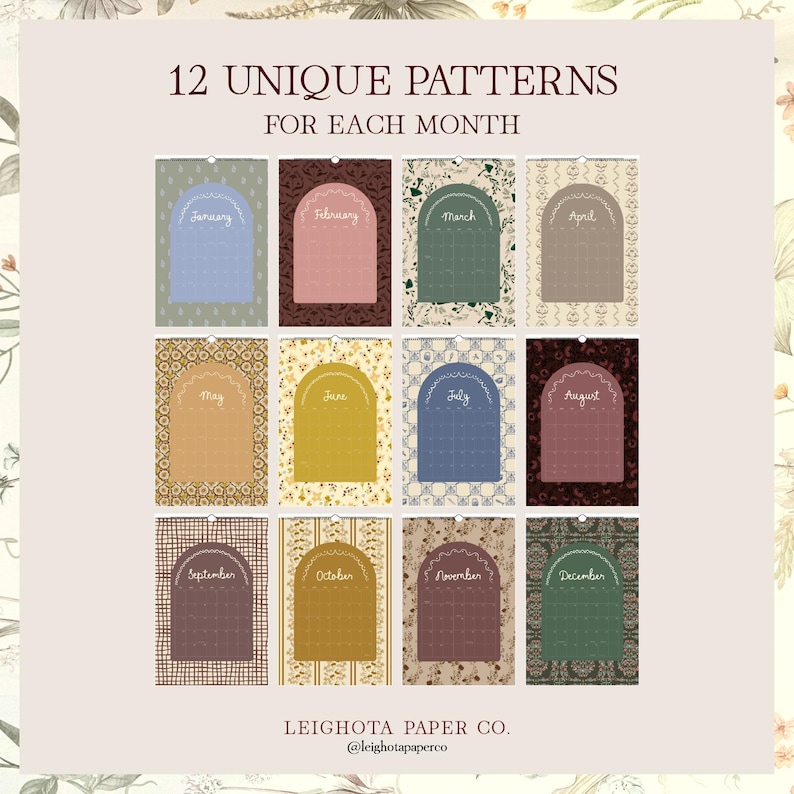 2026 Folk Cottage Calendar Vintage Style Patterns English Country Decor ...