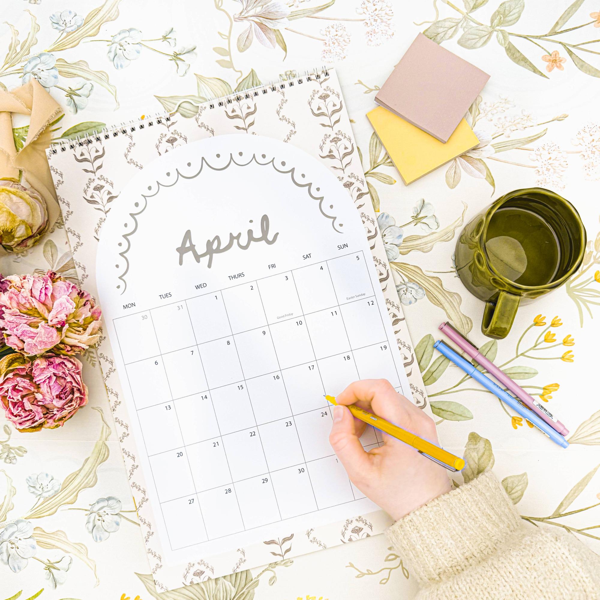 2026 Floral Cottage Calendar Office Decor Vintage Style Pattern Wall ...
