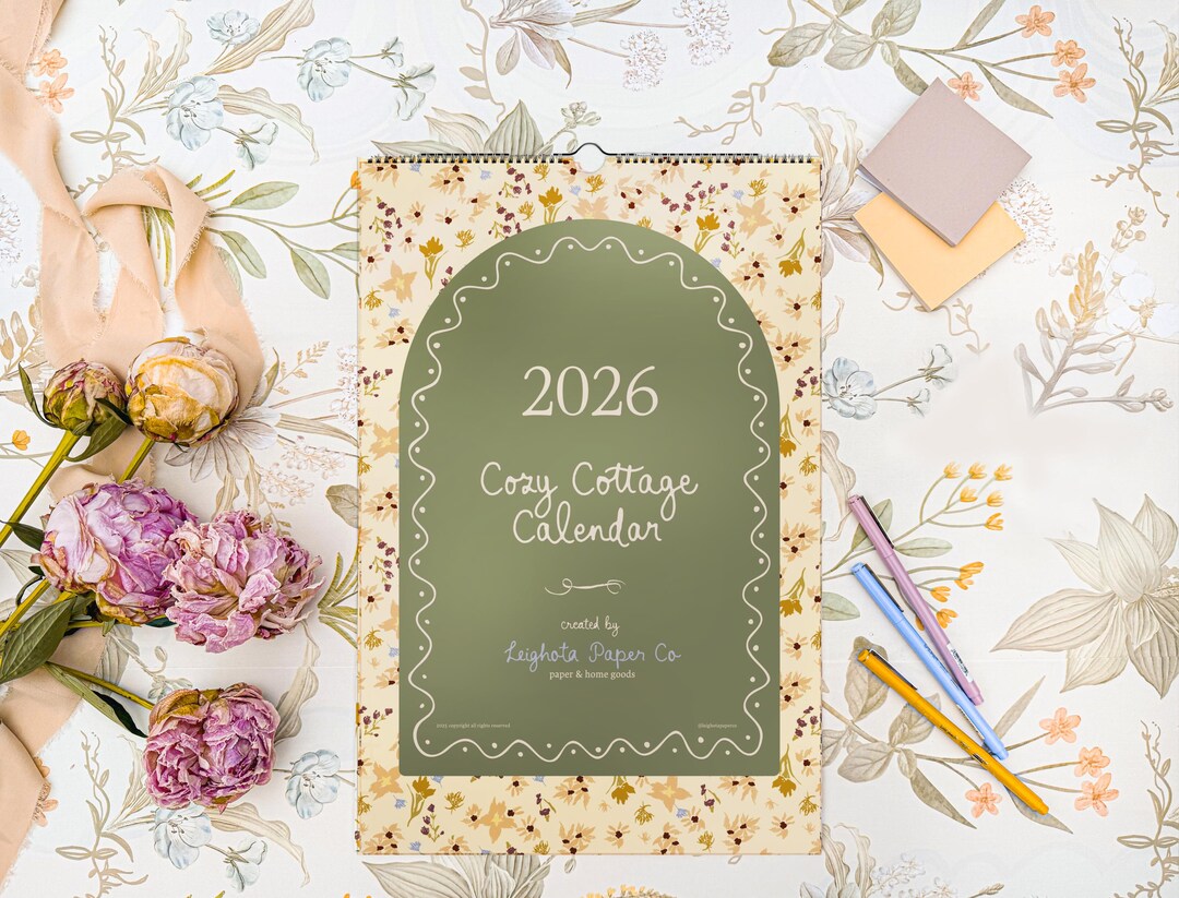 2026 Floral Cottage Calendar Office Decor Vintage Style Pattern Wall ...