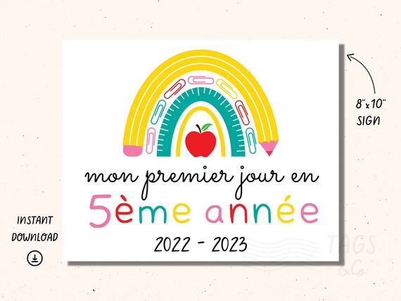 First Day of School Sign French 5th Grade Back to School Sign - Etsy
