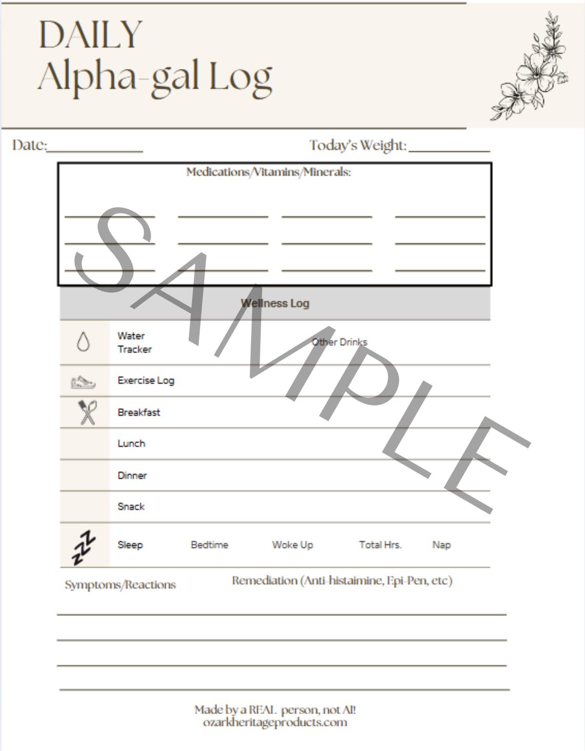 Alpha-gal Trigger Log | AGS | Printable | Digital | Edit in PDF Editor ...