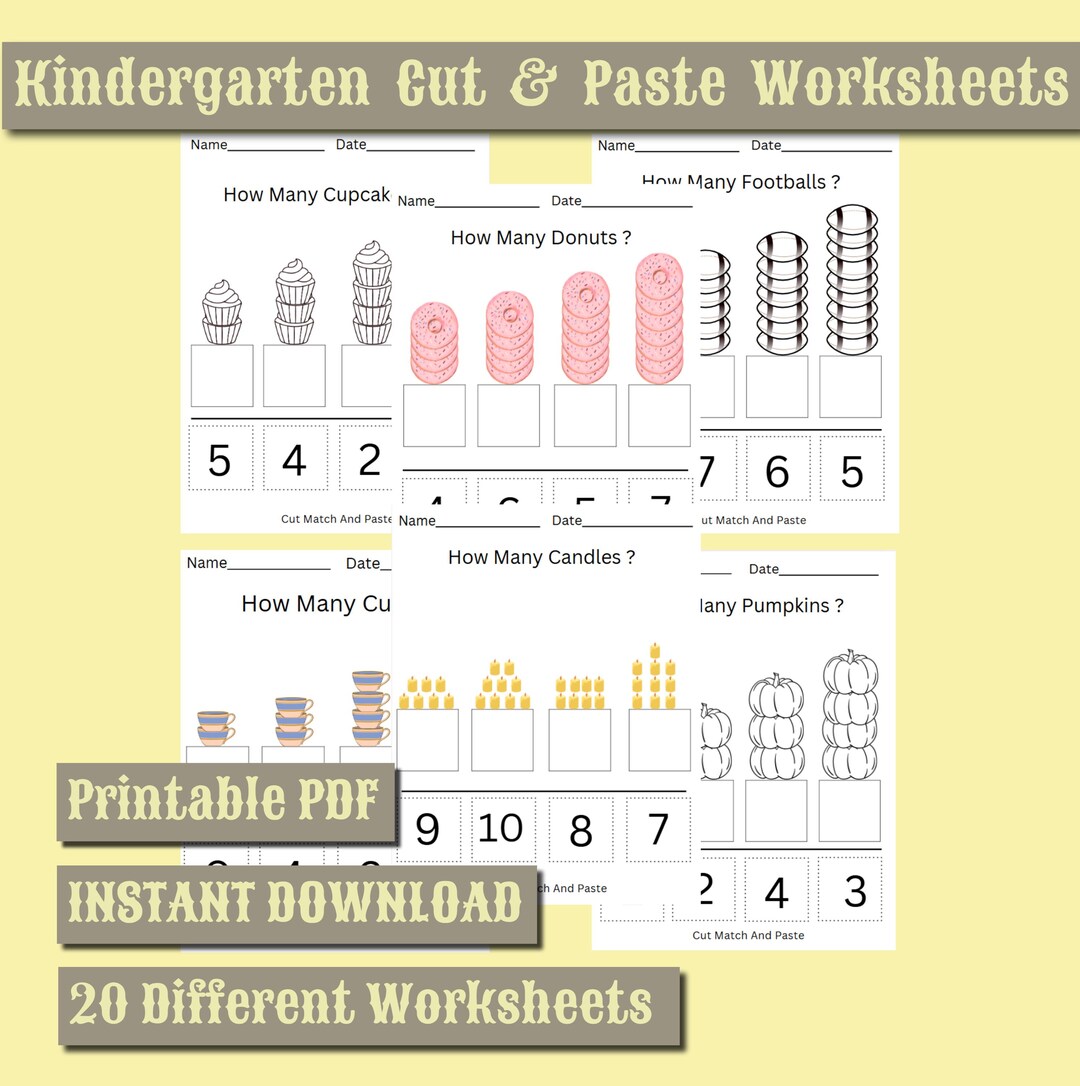 Kindergarten Cut & Paste Worksheets: Learning Activity (printable PDF ...