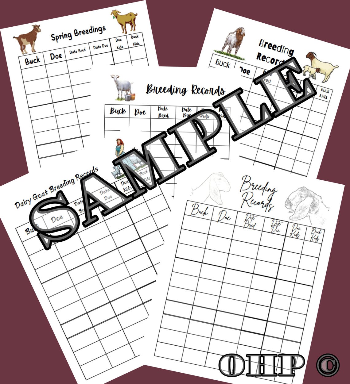 Goat Breeding Records: Farm Printable (PDF & JPG) - Etsy