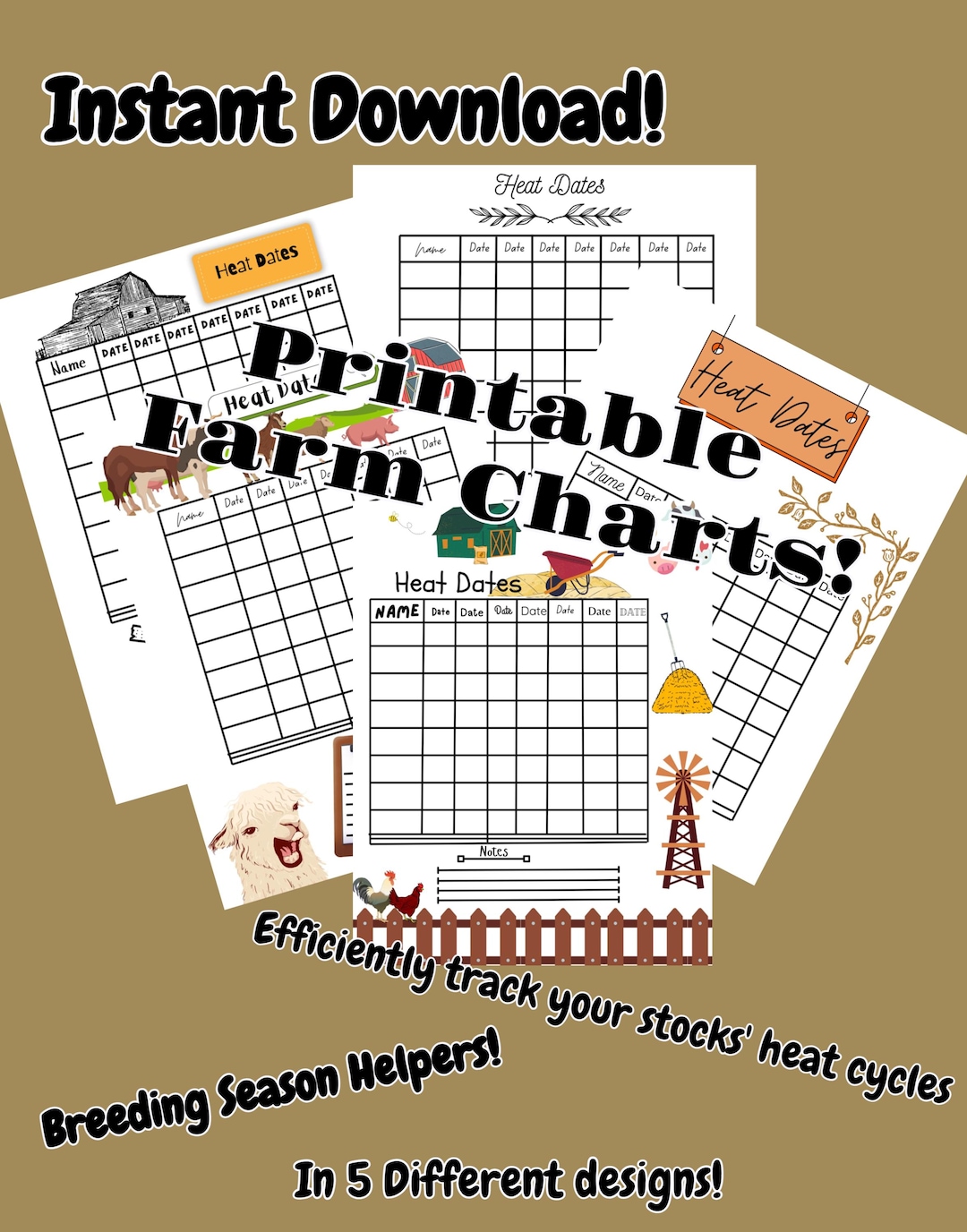 Farm Charts | Farm Helpers | Heat Charts | Track Heat Cycles | Farm ...
