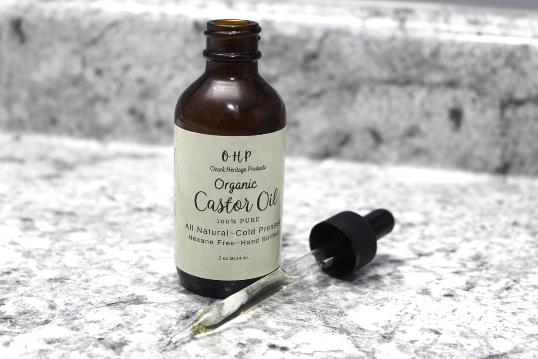 100% Pure Organic Castor Oil | Cold Pressed | 2 Oz Glass Bottle With ...