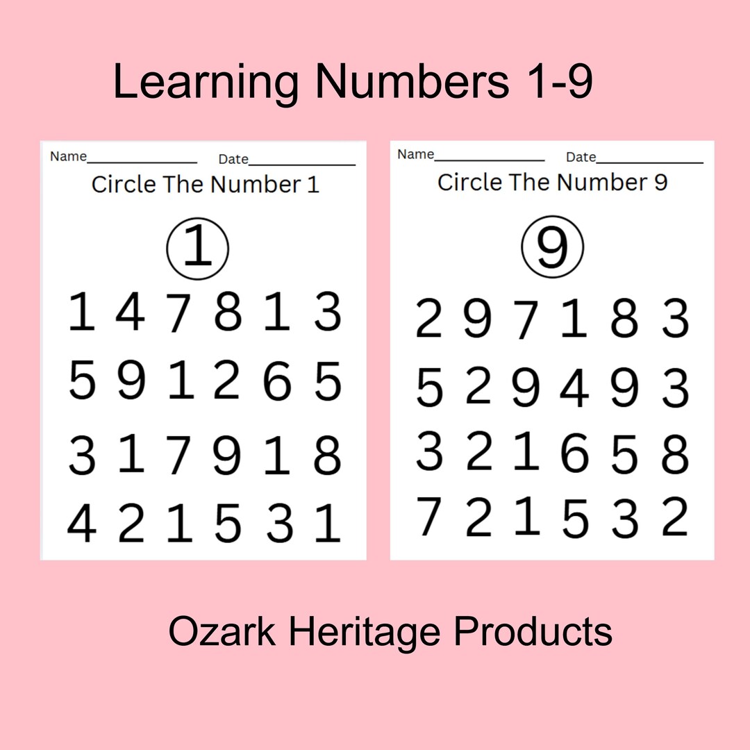 Kindergarten | 18 Different Learning Numbers 1-9 Worksheets| Instant ...