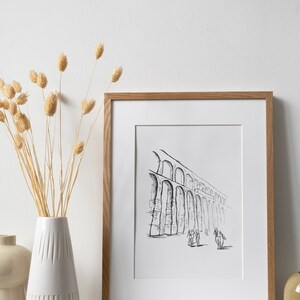 Aqueduct of Segovia Printable Pencil Drawing, Segovia, Spain Wall Decor ...