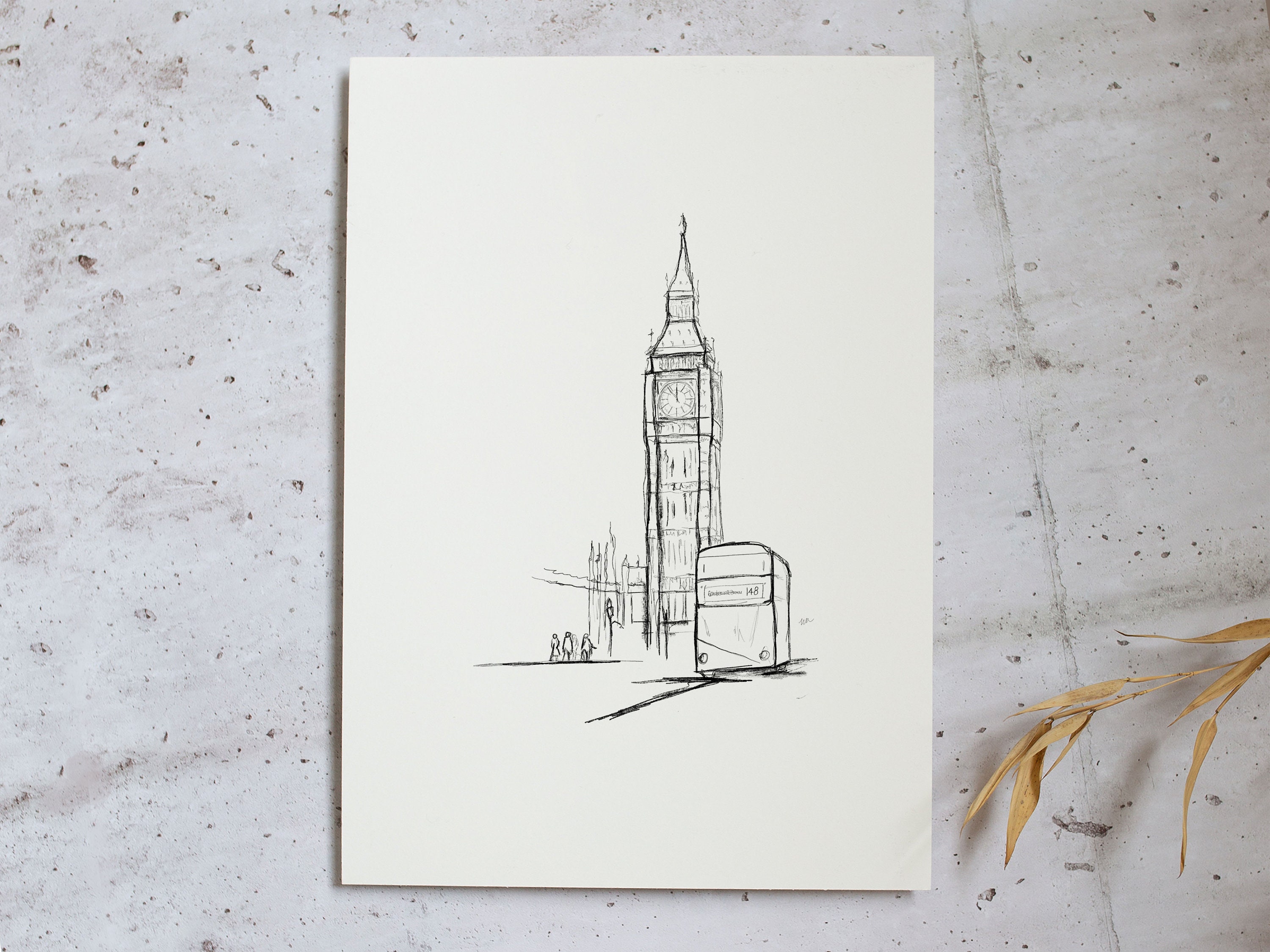 Big Ben Sketch, Digital PRINTABLE Line Art, London, England, Clock ...