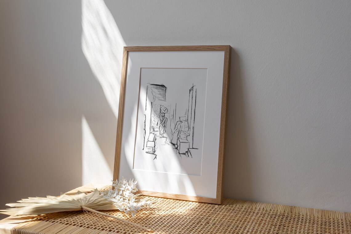 Dharavi Slum Sketch, Mumbai, India Printable Wall Art, Simplistic ...