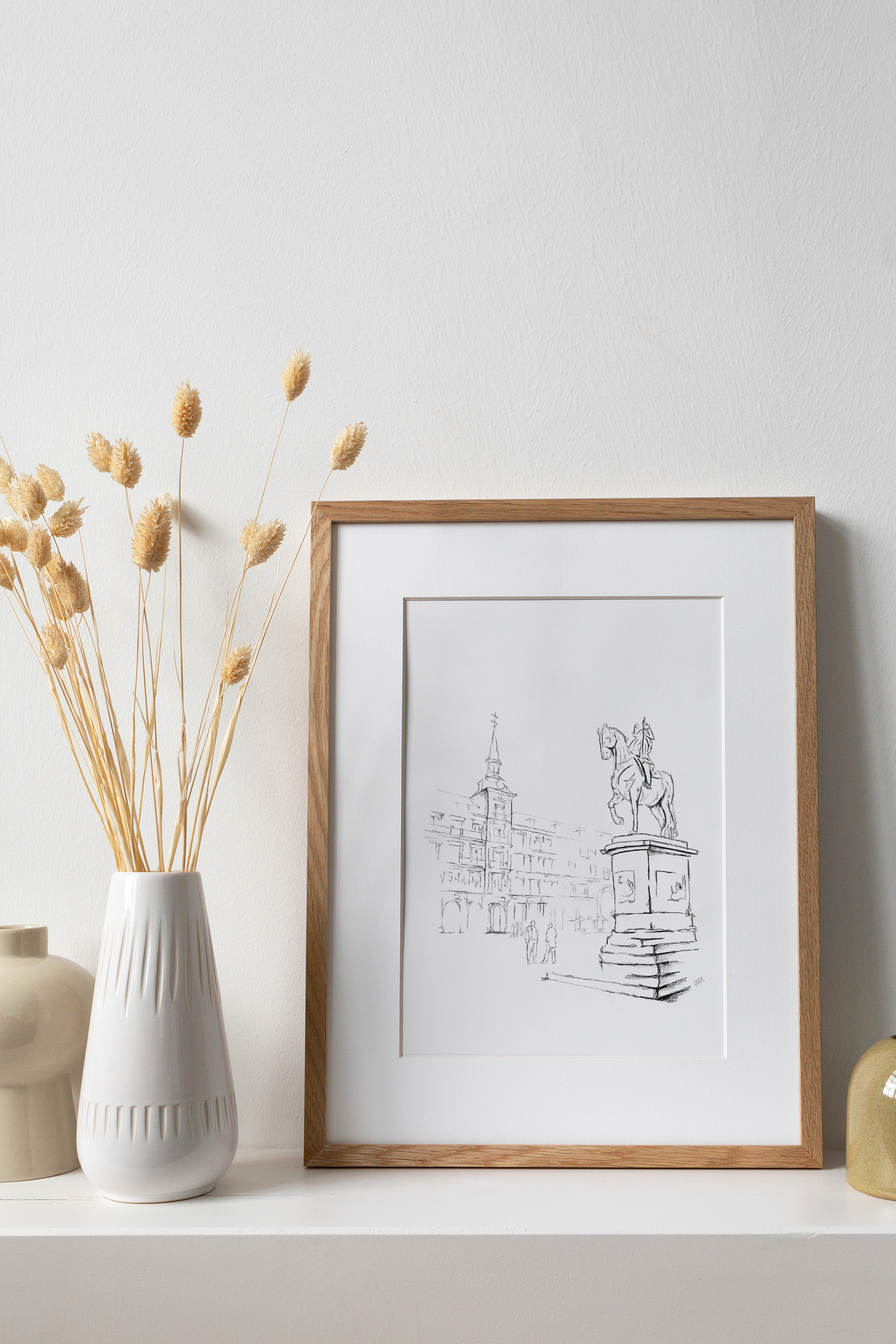 Plaza Mayor Madrid Printable Pencil Sketch, Madrid, Spain Architectural ...