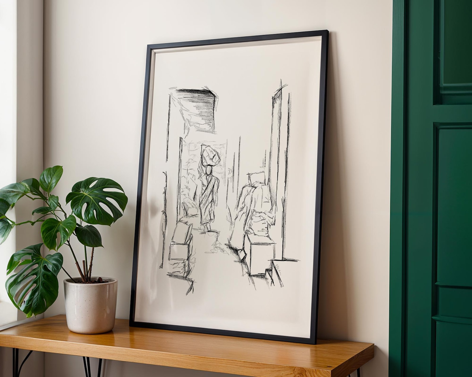 Dharavi Slum Sketch, Mumbai, India Printable Wall Art, Simplistic ...
