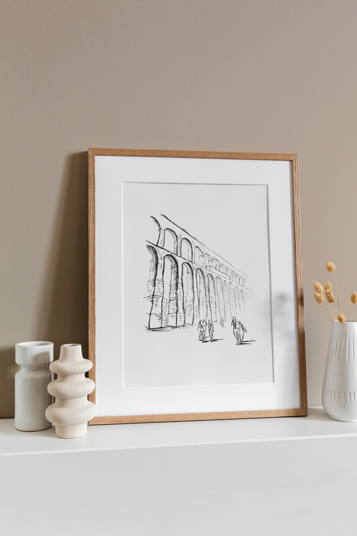 Aqueduct of Segovia Printable Pencil Drawing, Segovia, Spain Wall Decor ...