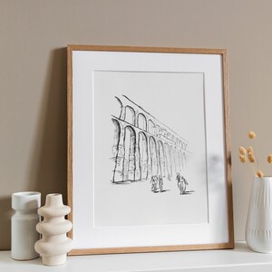 Aqueduct of Segovia Printable Pencil Drawing, Segovia, Spain Wall Decor ...