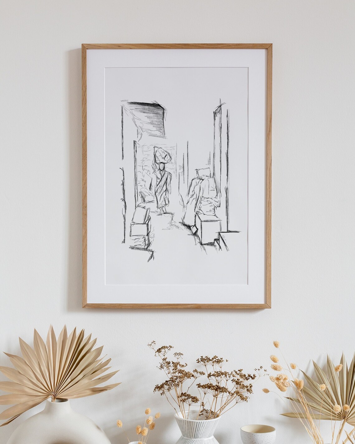 Dharavi Slum Sketch, Mumbai, India Printable Wall Art, Simplistic ...