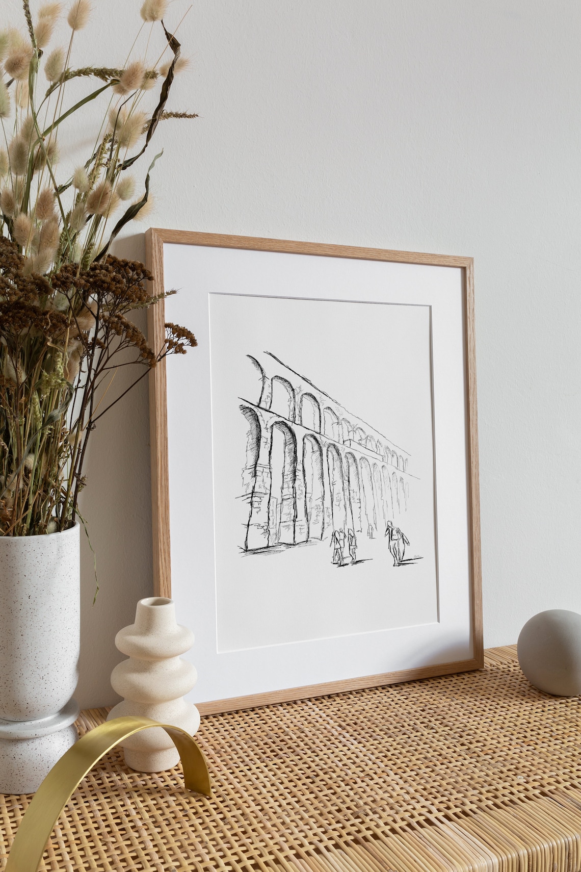 Aqueduct of Segovia Printable Pencil Drawing, Segovia, Spain Wall Decor ...