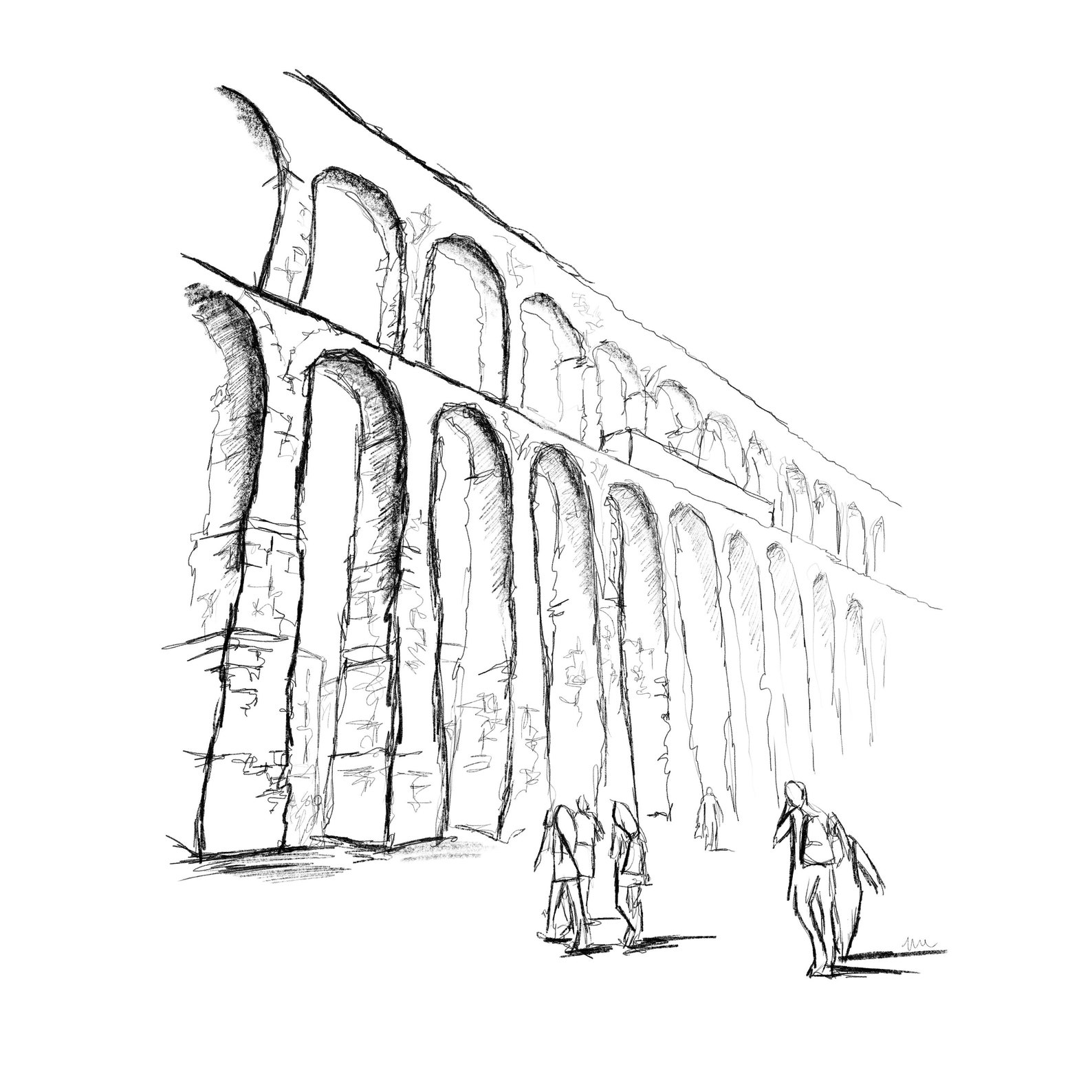 Aqueduct of Segovia Printable Pencil Drawing, Segovia, Spain Wall Decor ...