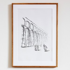 Aqueduct of Segovia Printable Pencil Drawing, Segovia, Spain Wall Decor ...
