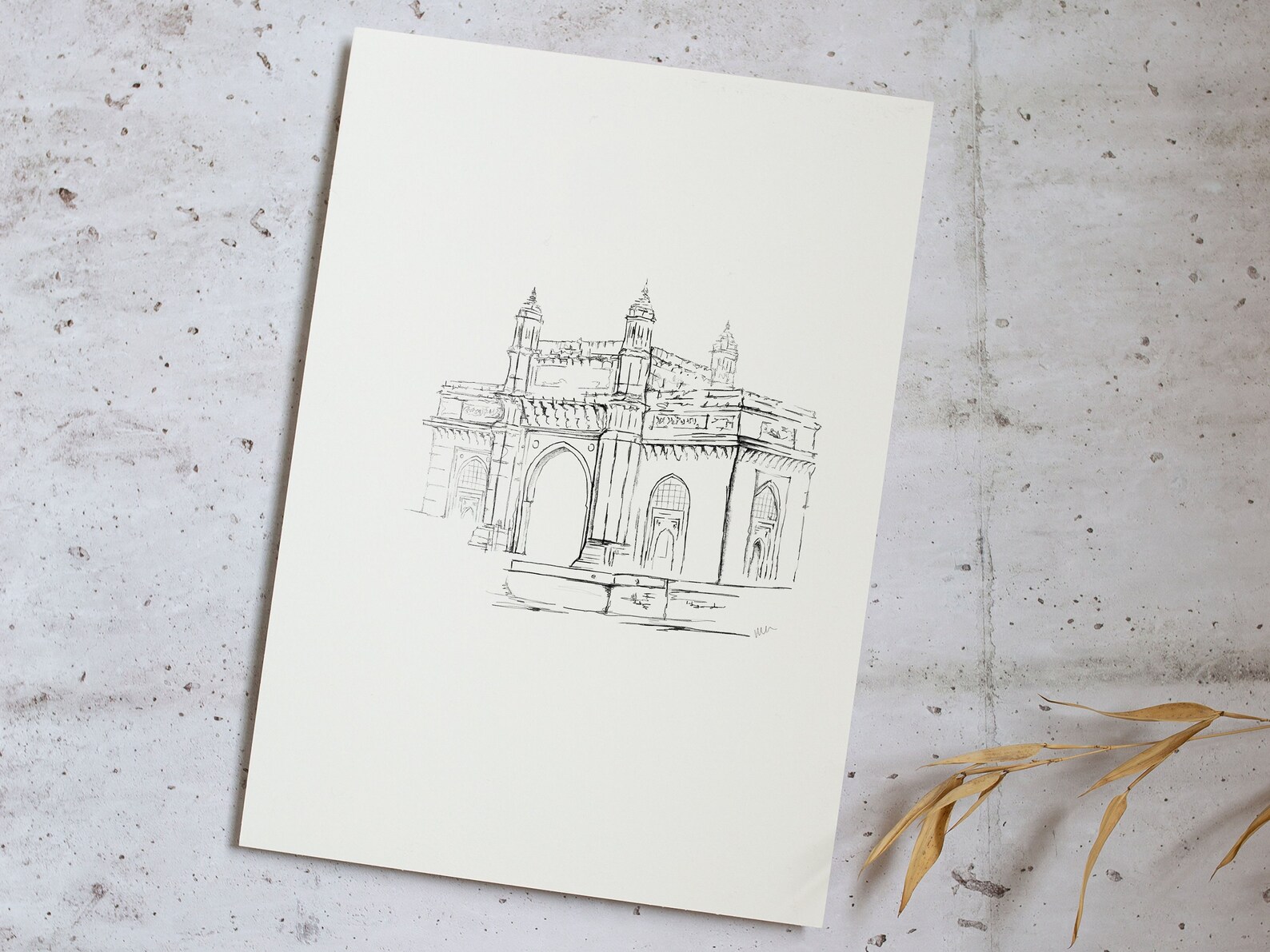 Gateway of India Pencil Drawing, Mumbai, India Printable Architecture ...