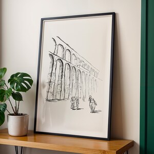 Aqueduct of Segovia Printable Pencil Drawing, Segovia, Spain Wall Decor ...