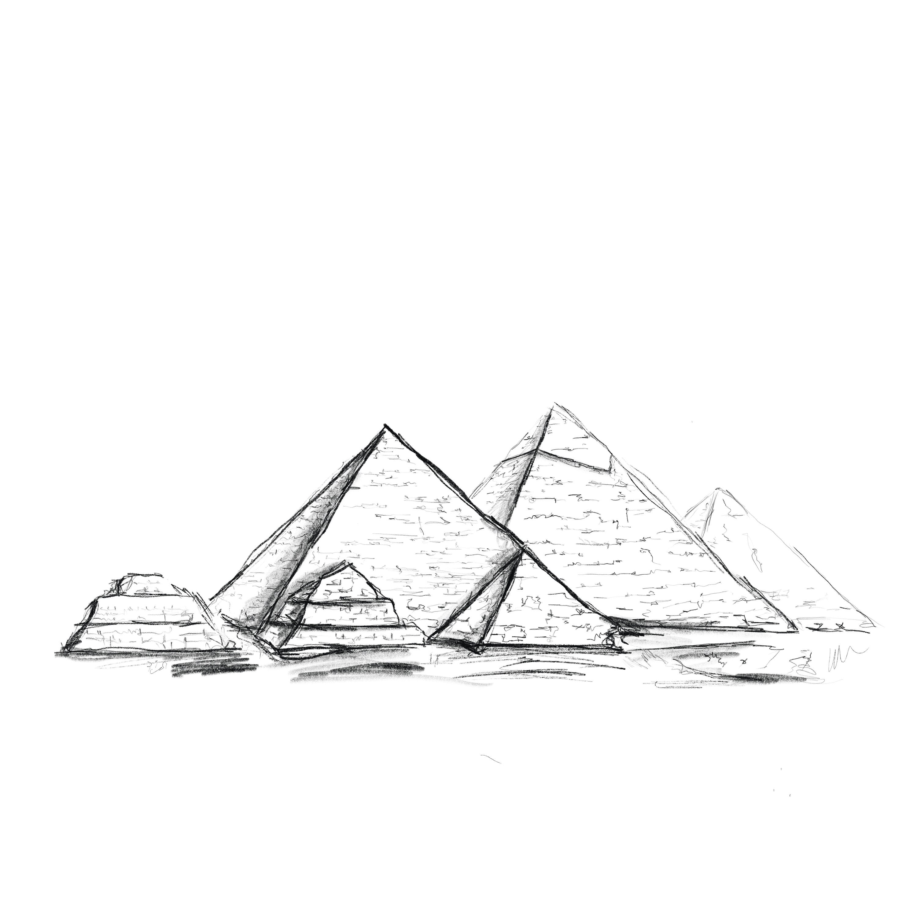 Pyramids of Giza Wall Art, Cairo, Egypt Vintage Style Sketch, Egypt ...