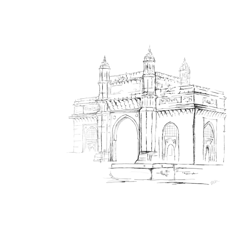 Gateway of India Pencil Drawing, Mumbai, India Printable Architecture ...