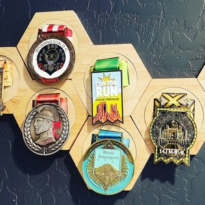 Conqueror Virtual Best Medal Holder Medal Display Running Medal Hexagon ...