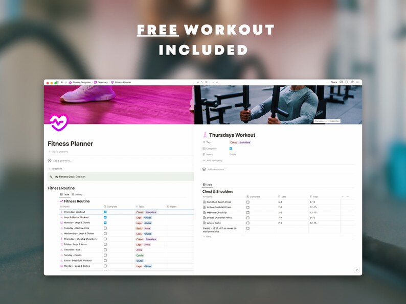 Fitness Planner Notion Template Fitness Workout Free Workout Workout ...