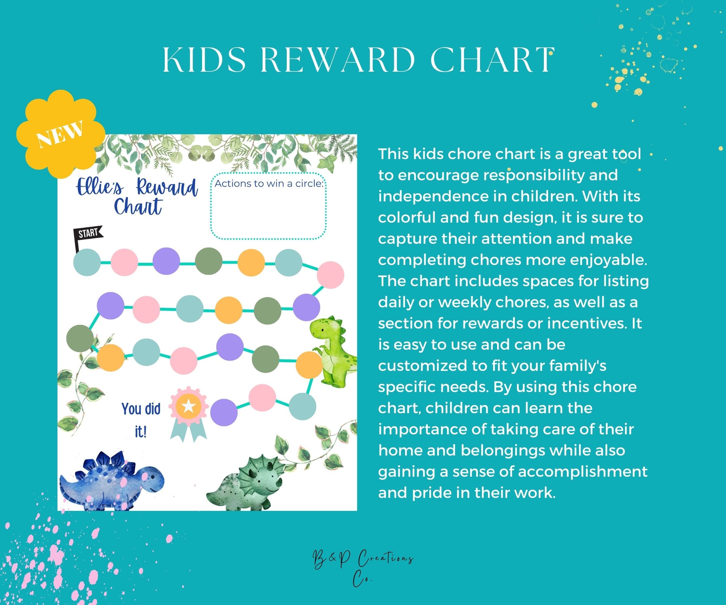 Reward Chart for Kids Printable Gender Neutral Dinosaurs - Etsy