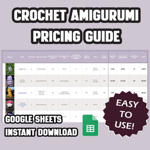 Crochet Amigurumi Pricing Guide | Google Sheets - Etsy