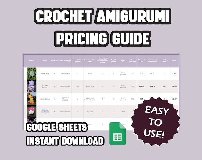 Crochet Spreadsheet, Craft Pricing Calculator, for Knitter and ...