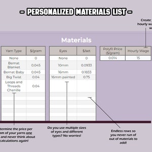 Crochet Amigurumi Pricing Guide | Google Sheets - Etsy