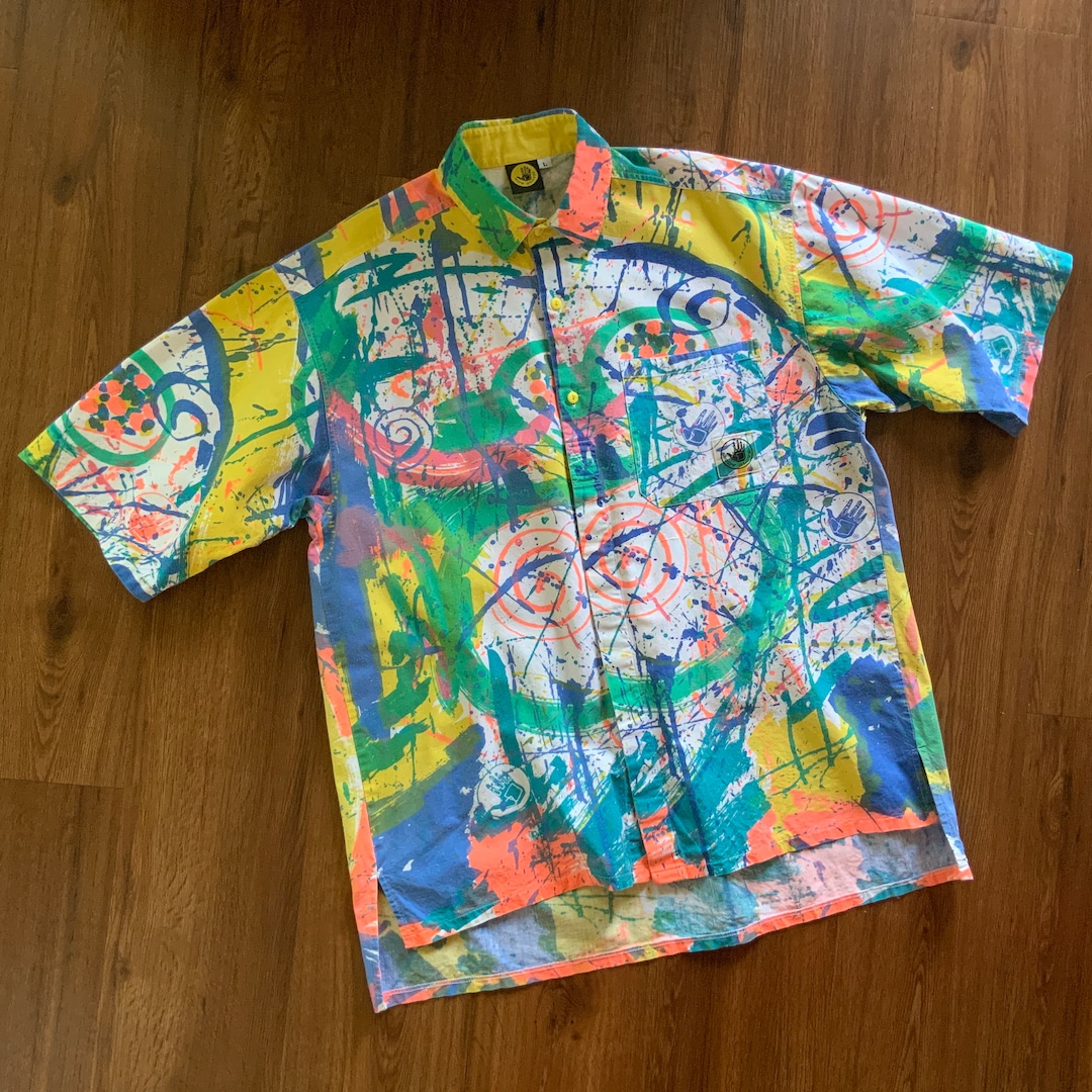 Vintage 80s Body Glove “jackson Pollock” Button up Shirt 1980s Skate ...