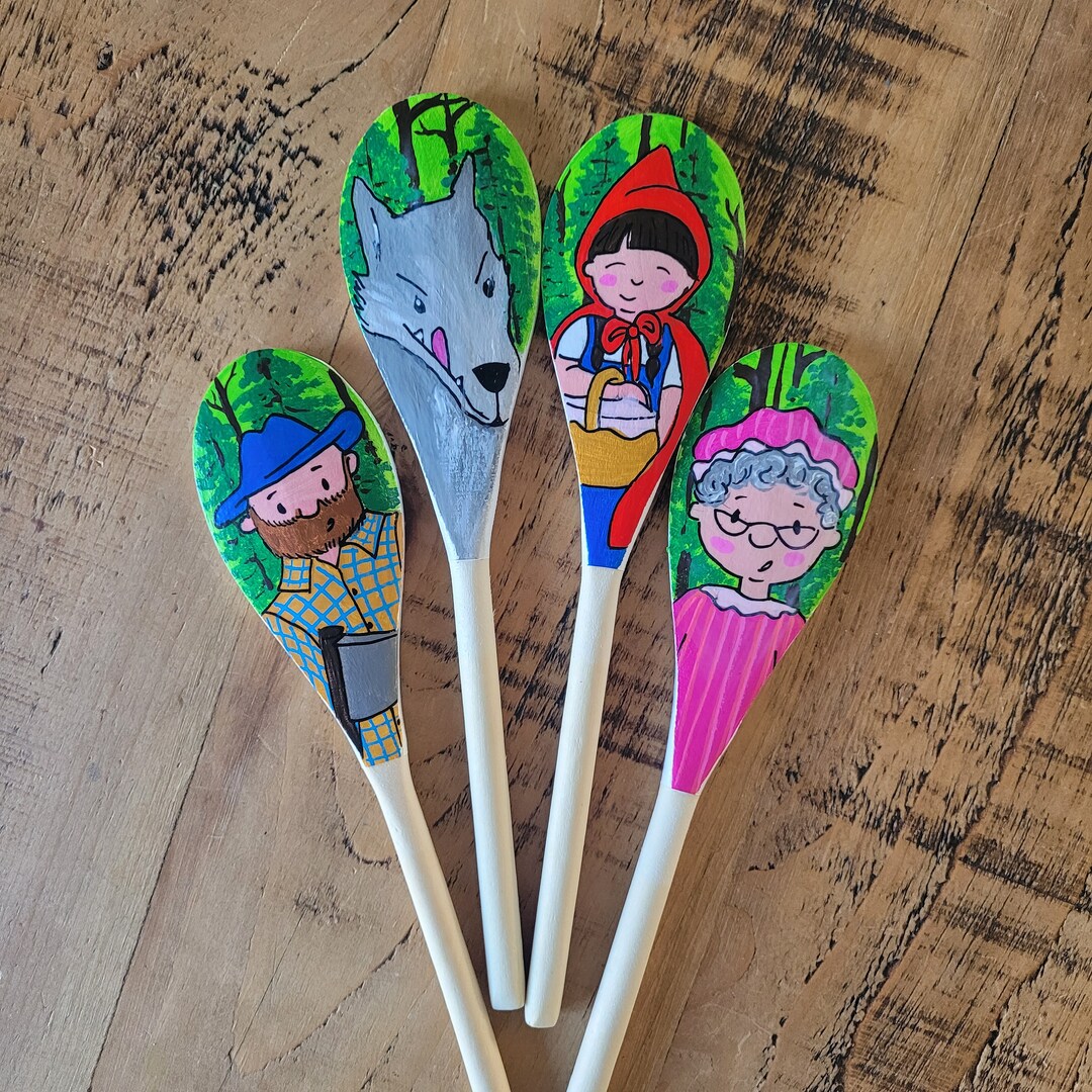 Little Red Riding Hood, Big Bad Wolf, Story Spoons, Handpainted ...