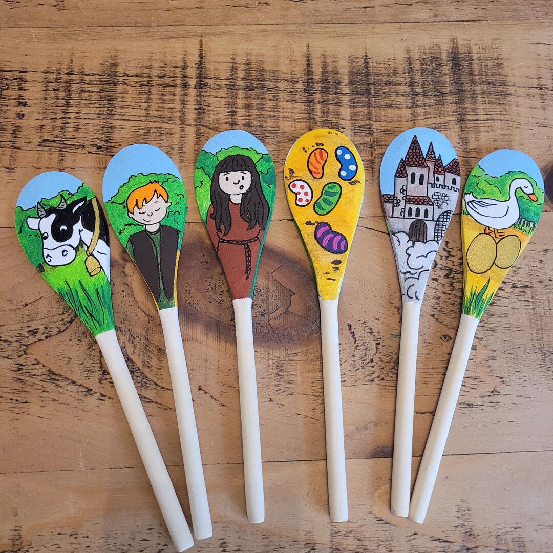 Jack and the Beanstalk Story Spoons, Handpainted Double Sided Spoons ...