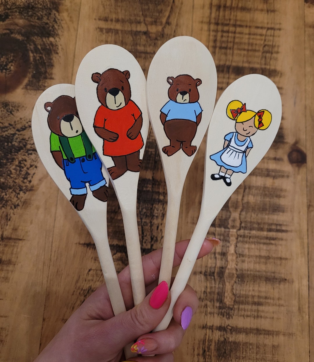 Goldilocks and the Three Bears, Story Spoons, Handpainted. Traditional ...