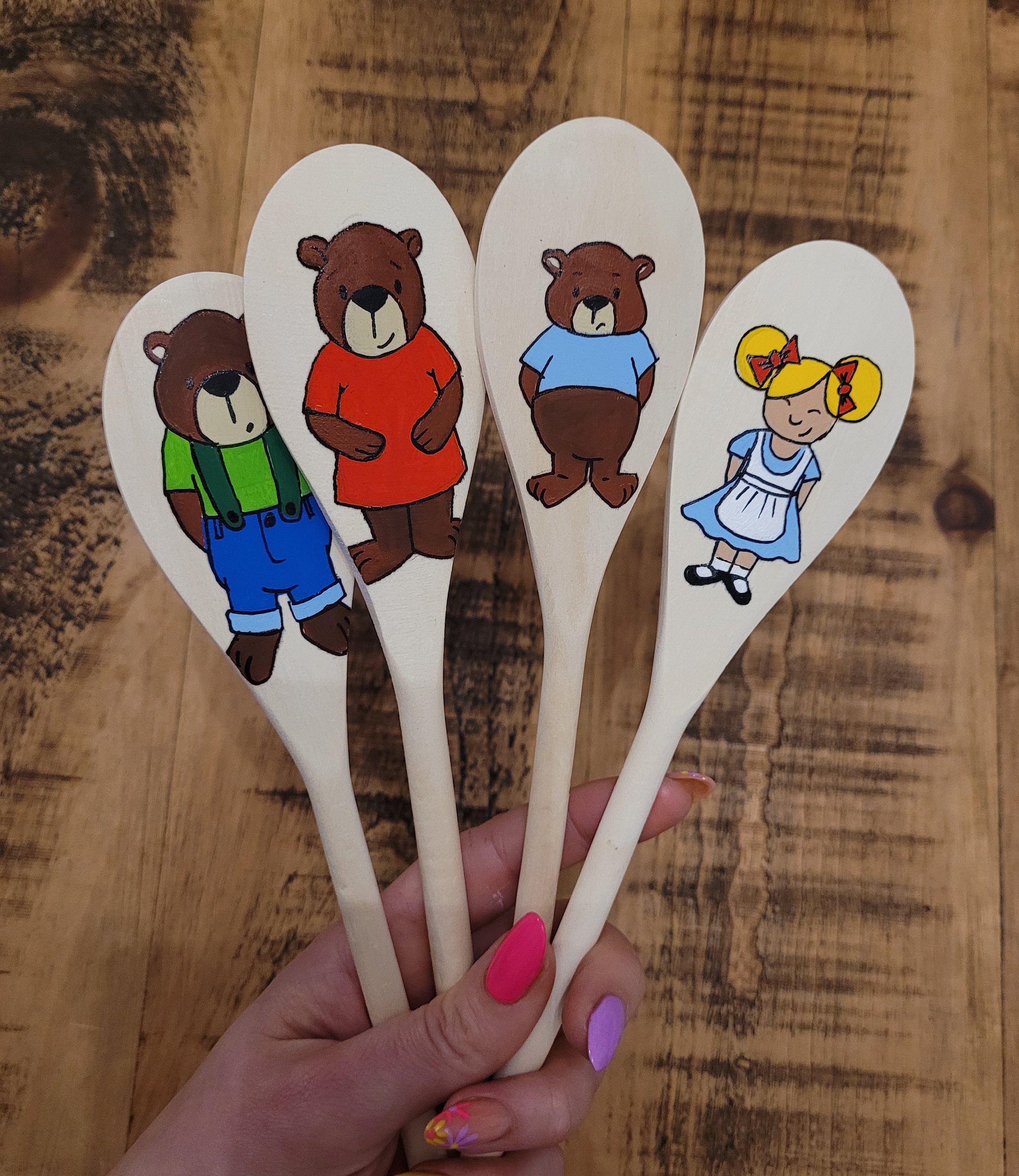 Goldilocks and the Three Bears, Story Spoons, Handpainted. Traditional ...