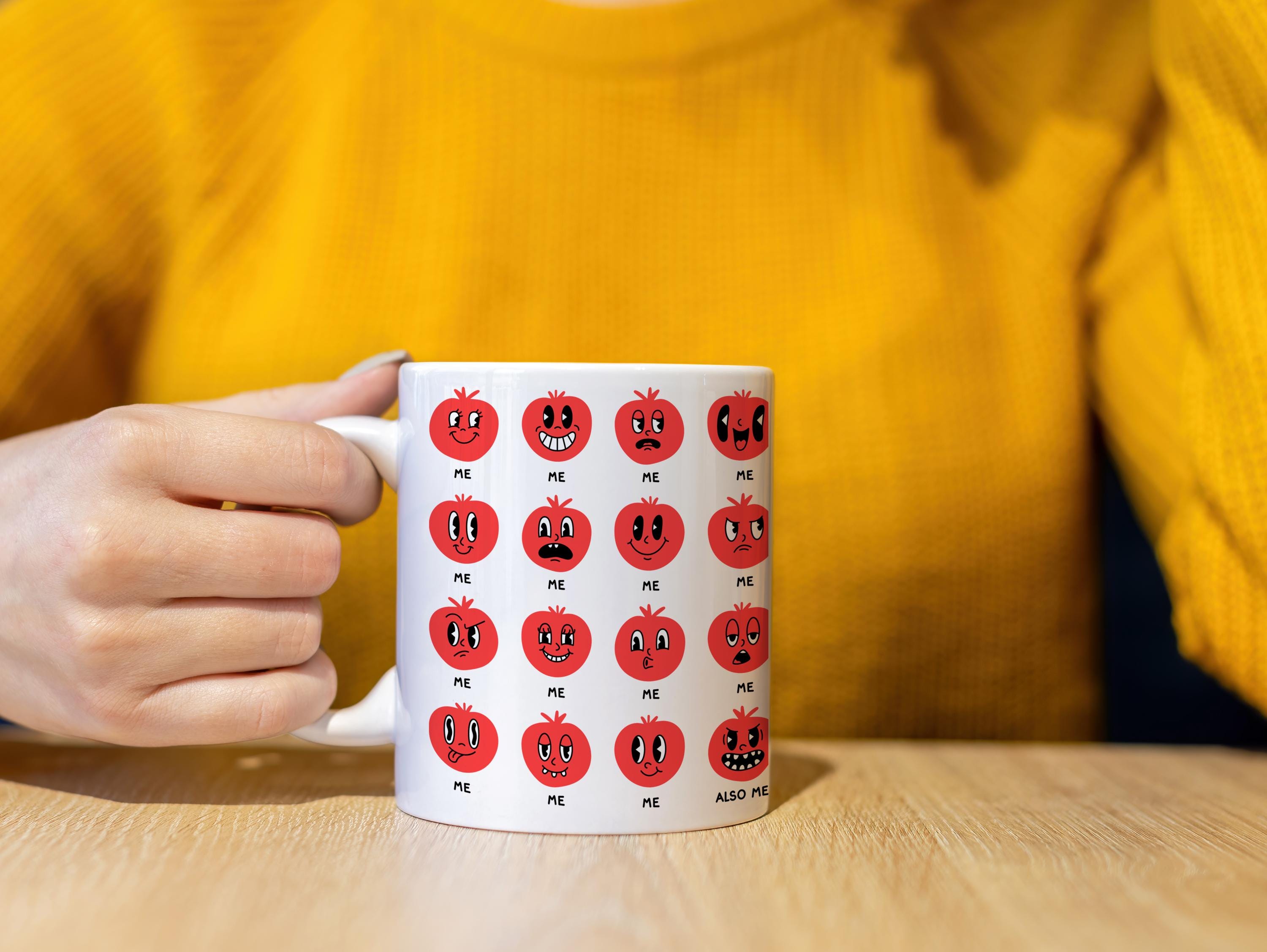 Customize Tomato Mug Modern Art Vegetable Screen Print Mug Foodie ...