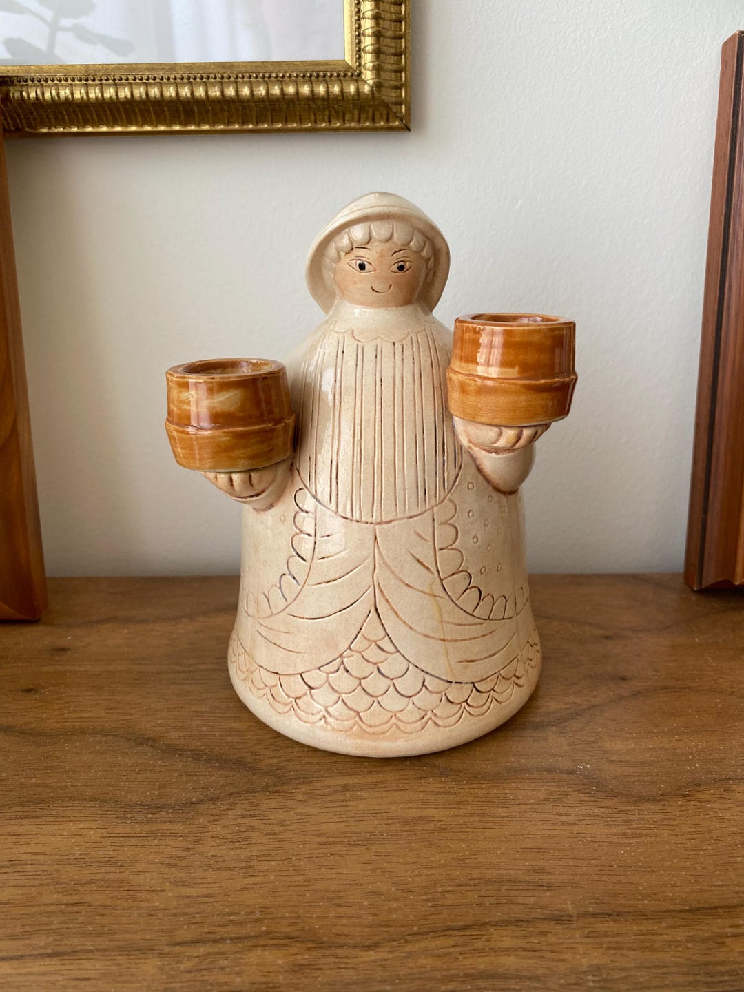 Vintage Shafford Hand Painted Folk Art Bride Candleholder Figurine ...